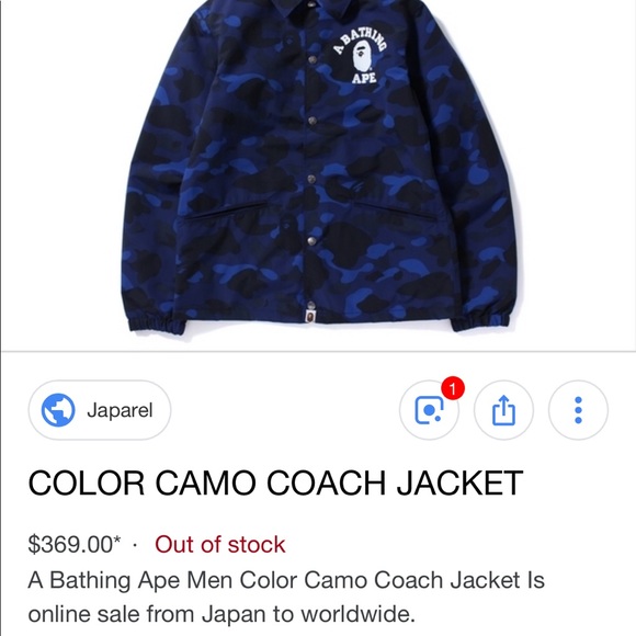 Bape | Jackets & Coats | Bathing Ape Blue Camp Coach Jacket | Poshmark